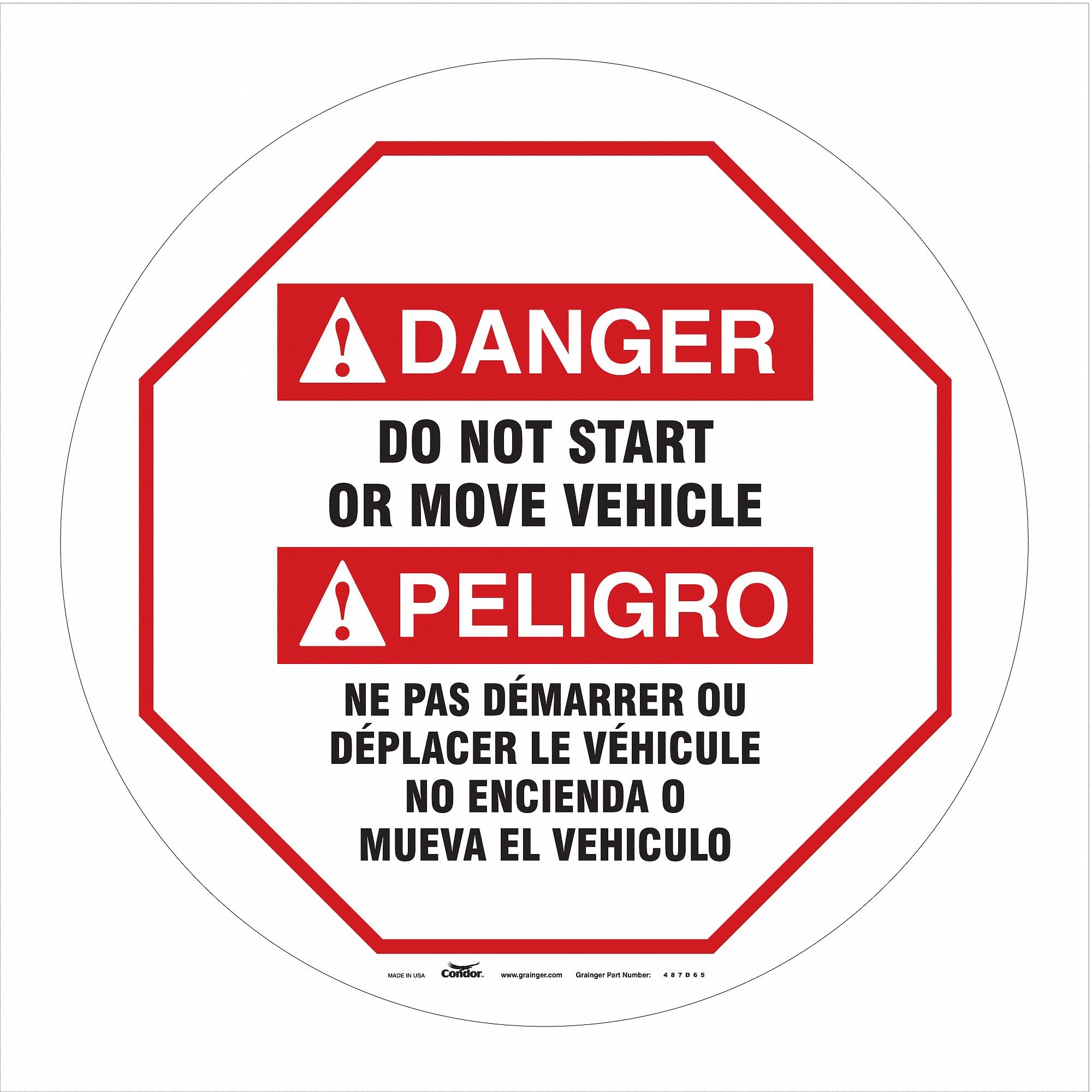16 in, Vinyl, Traffic Sign - 487D65|487D65 - Grainger