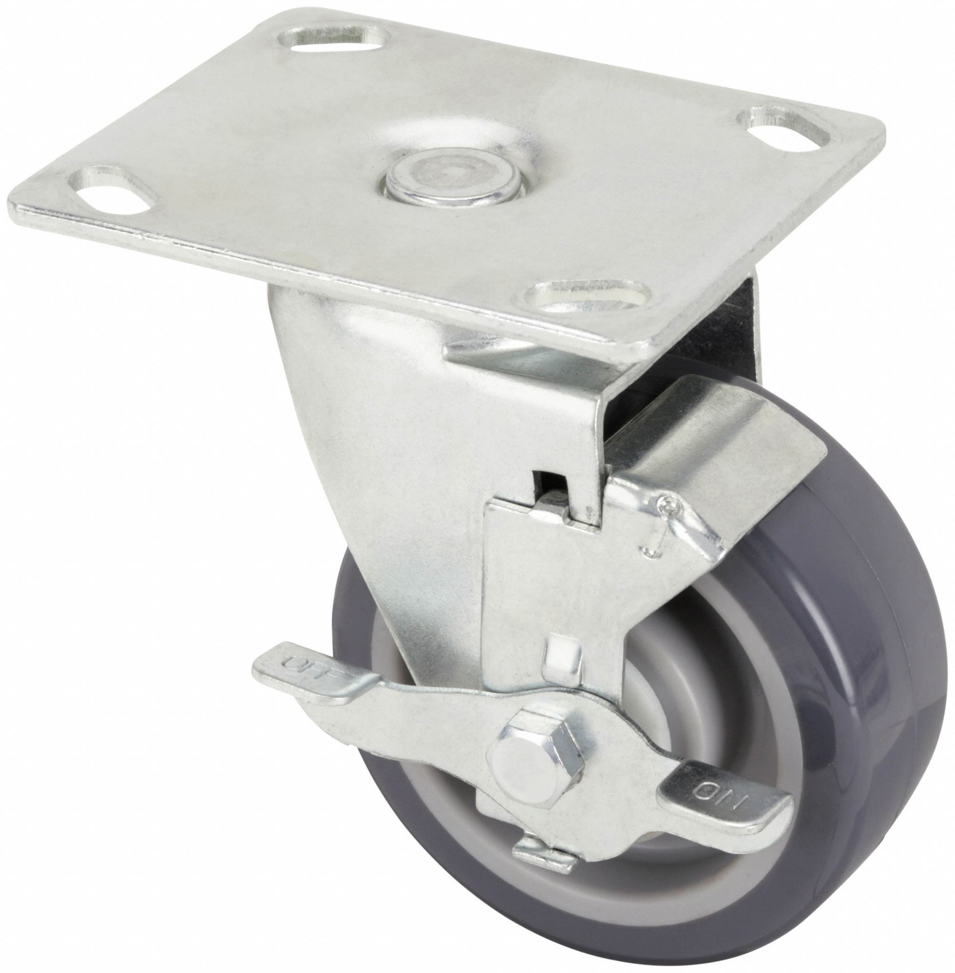 Swivel, Side Brake, Plate Caster - 487G84|P13S-UP040D-14-SB - Grainger
