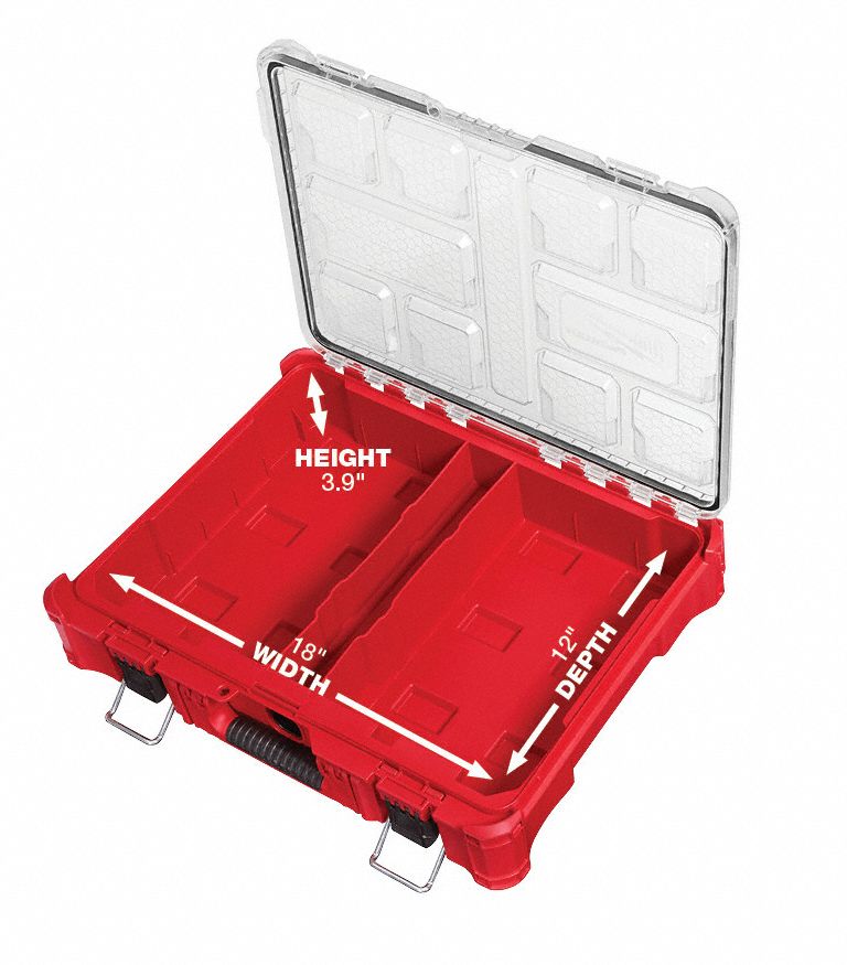 MILWAUKEE Plastic, Tool Case, 19 3/4 in Overall Width, 15 1/2 in ...