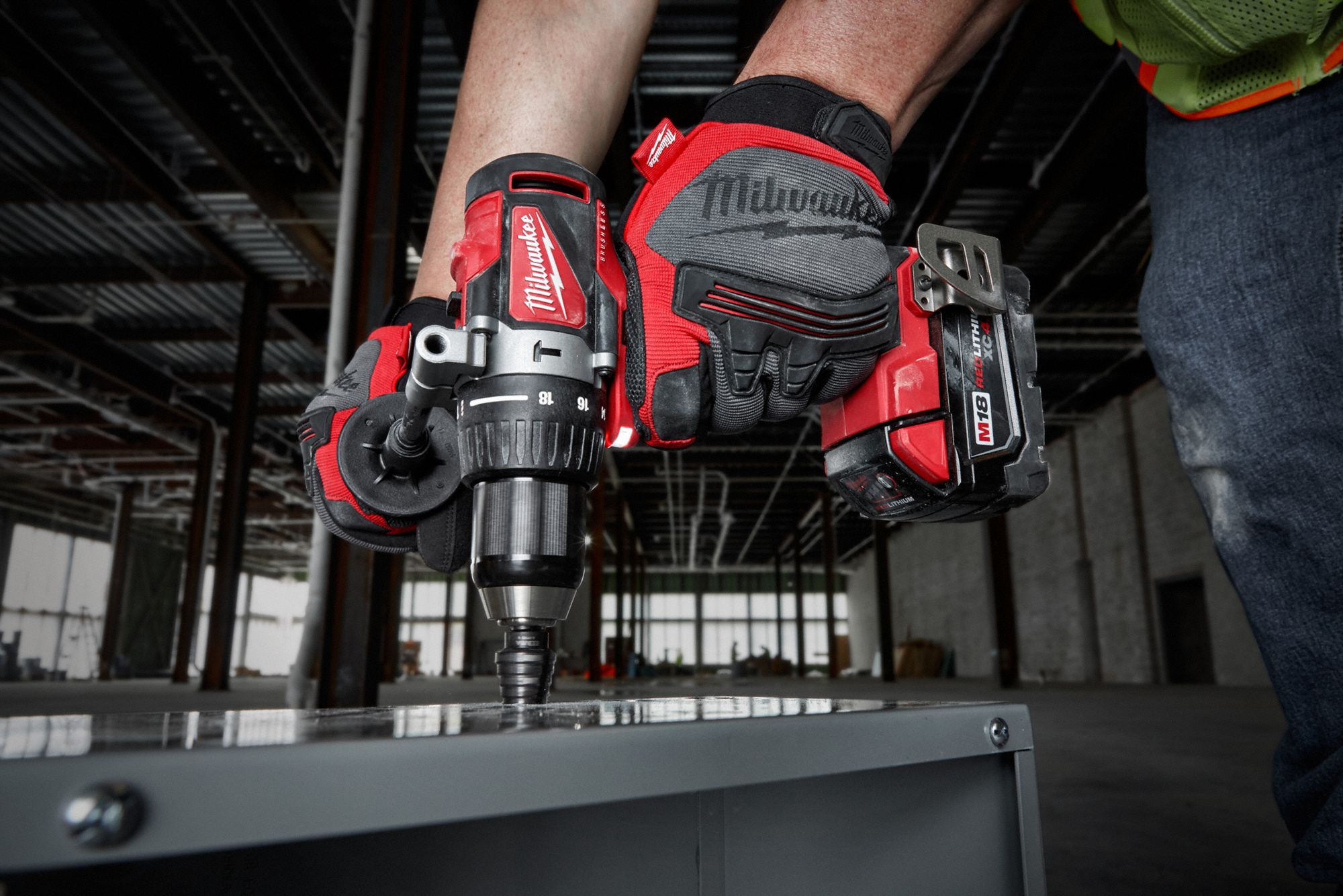 MILWAUKEE Cordless Hammer Drill Kit: 18V DC, Compact, 1/2 in Chuck ...