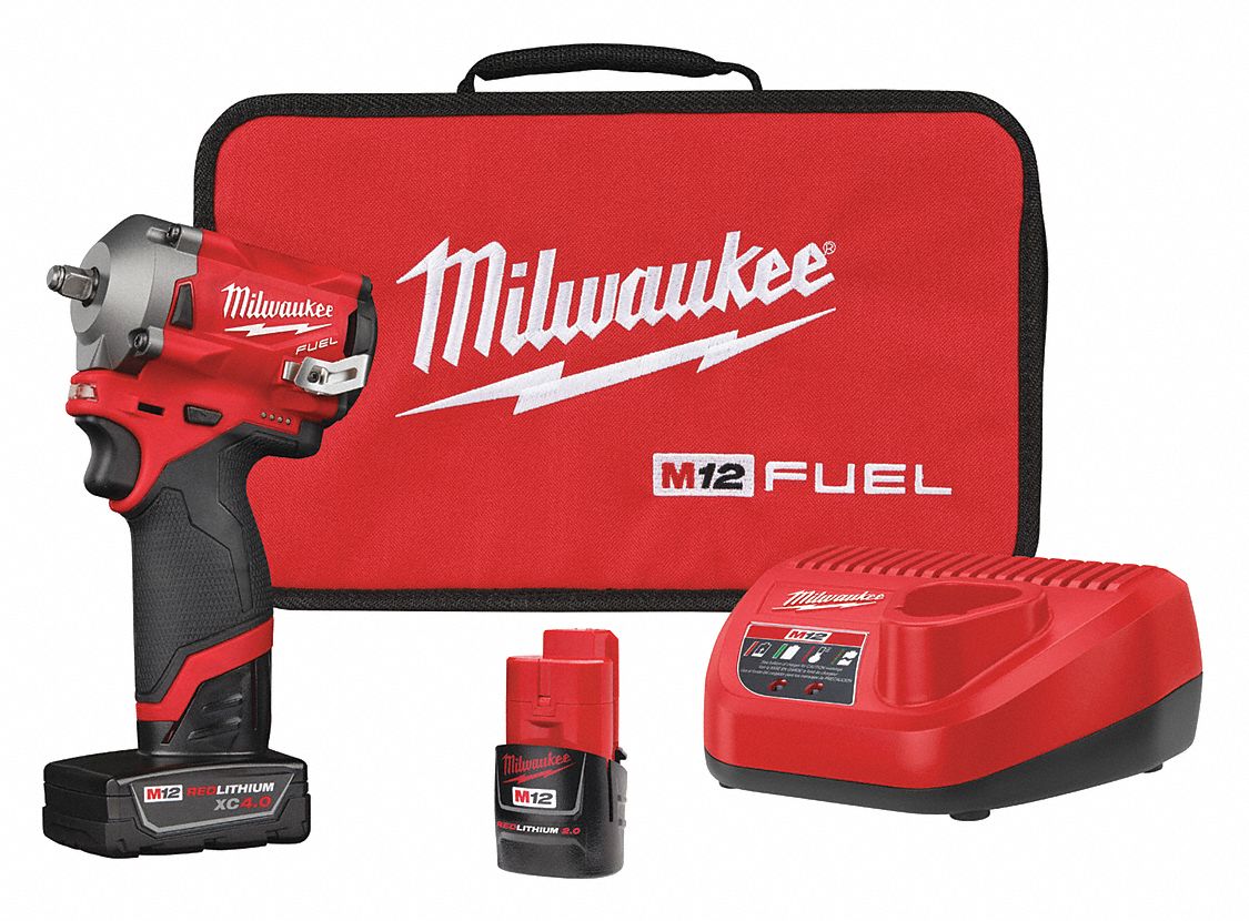 MILWAUKEE, 3/8 in Drive Size, 250 ft-lb Fastening Torque, Impact Wrench ...