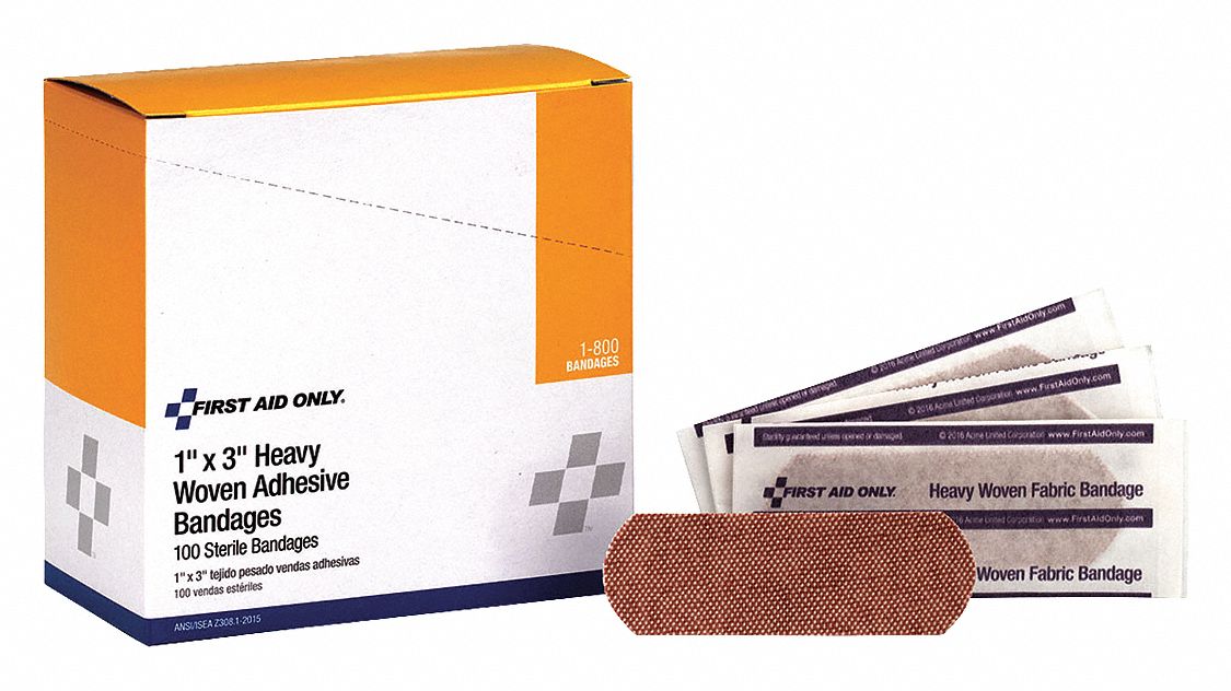 Strip Bandages, 1 in Wd, Adhesive Bandage - 488G91|1-800 - Grainger