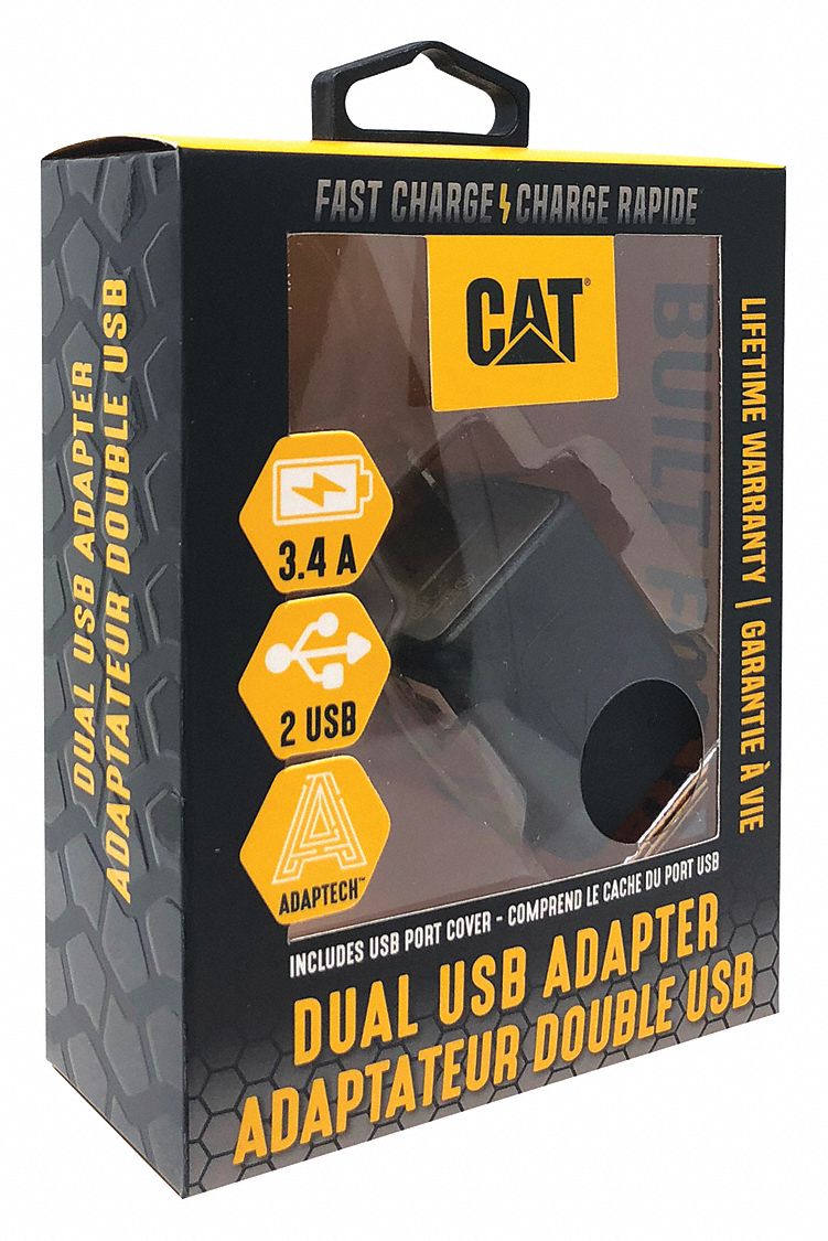 CAT, 5V AC, 2 Output Connectors, USB Wall Outlet Charger - 488H40|CAT ...