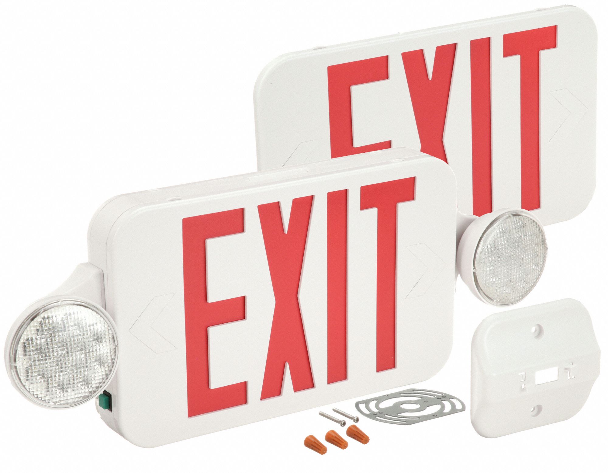 COMPASS Exit Sign with Emergency Lights: White, 1 or 2 Faces, Red, LED ...