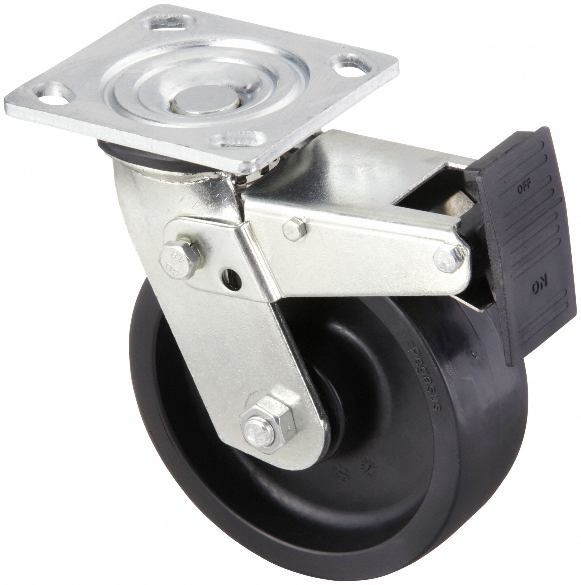 Swivel, Total Lock, Plate Caster - 489C97|P21S-PB050R-14-TB - Grainger