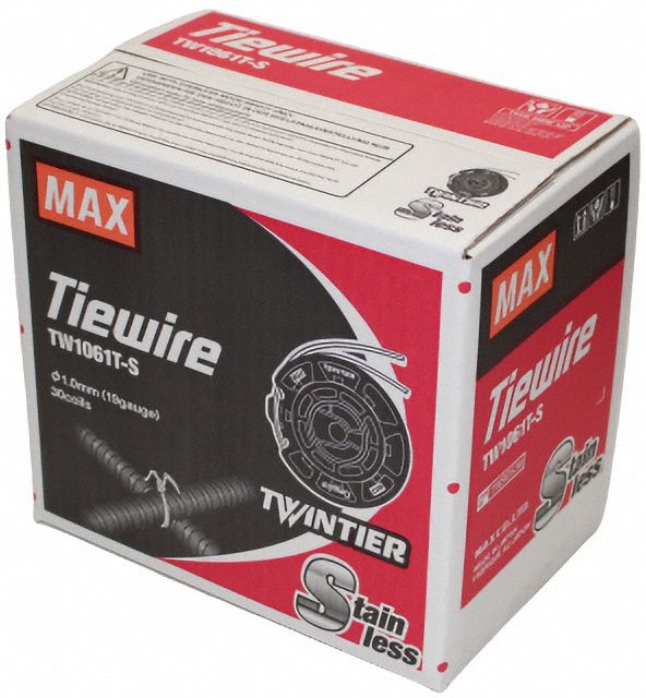 MAX Rebar Tie Wire: 19 ga, 215 ft Coil Lg, Steel, 1 Wraps Per Tie ...