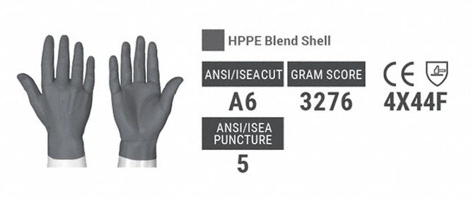 HEXARMOR Coated Gloves: XL ( 10 ), ANSI Cut Level A6, Palm, Dipped, Polyurethane, Smooth, Blue ...