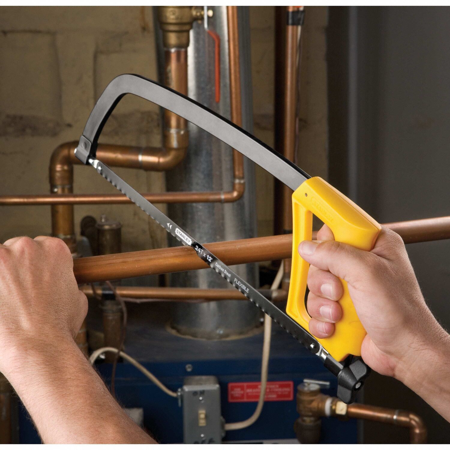 STANLEY Hacksaw: 12 in Blade Lg, Steel, 17 3/4 in Overall Lg, 24, Multi ...