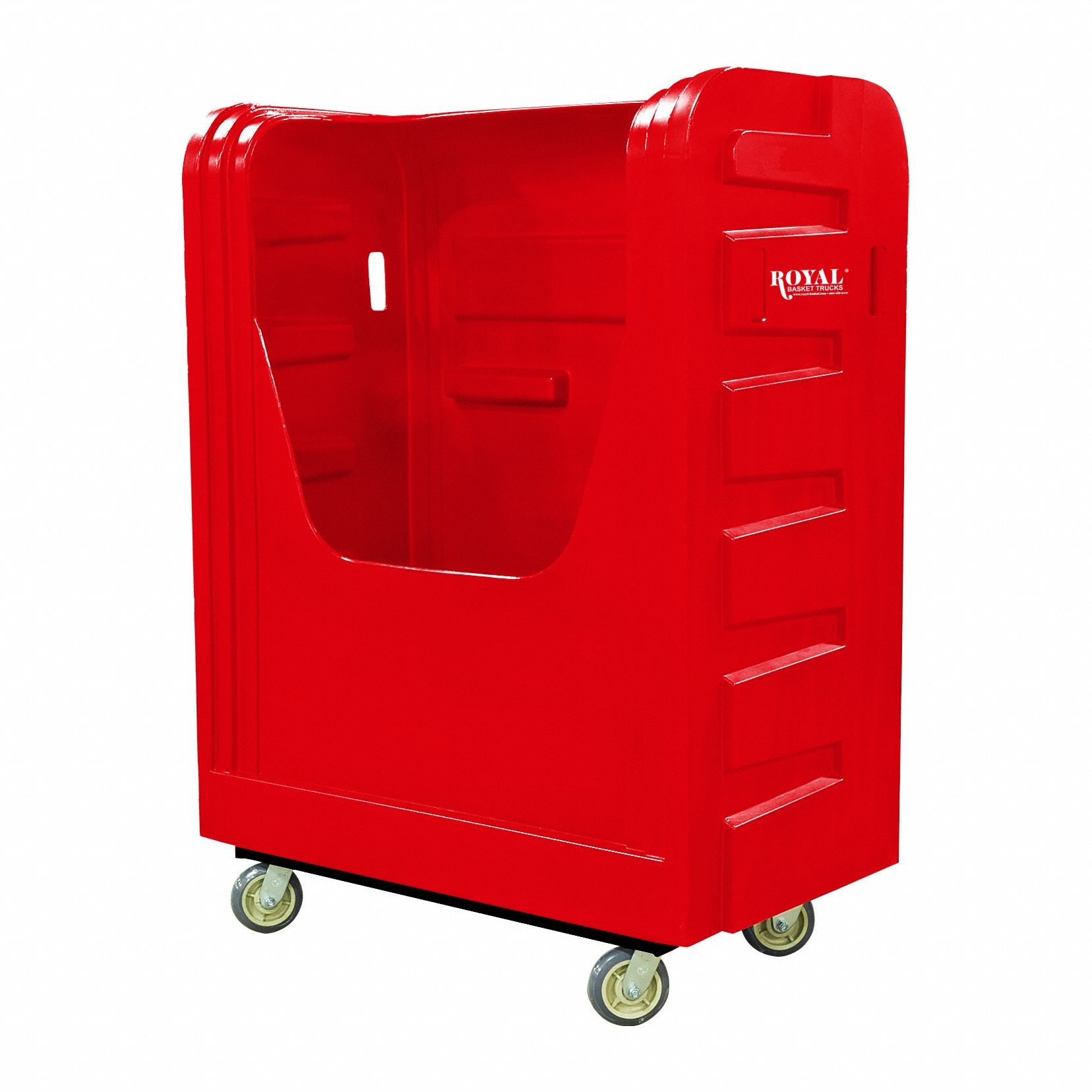 ROYAL BASKET TRUCKS, Red, (2) Rigid/(2) Swivel, Bulk Transport Cart ...