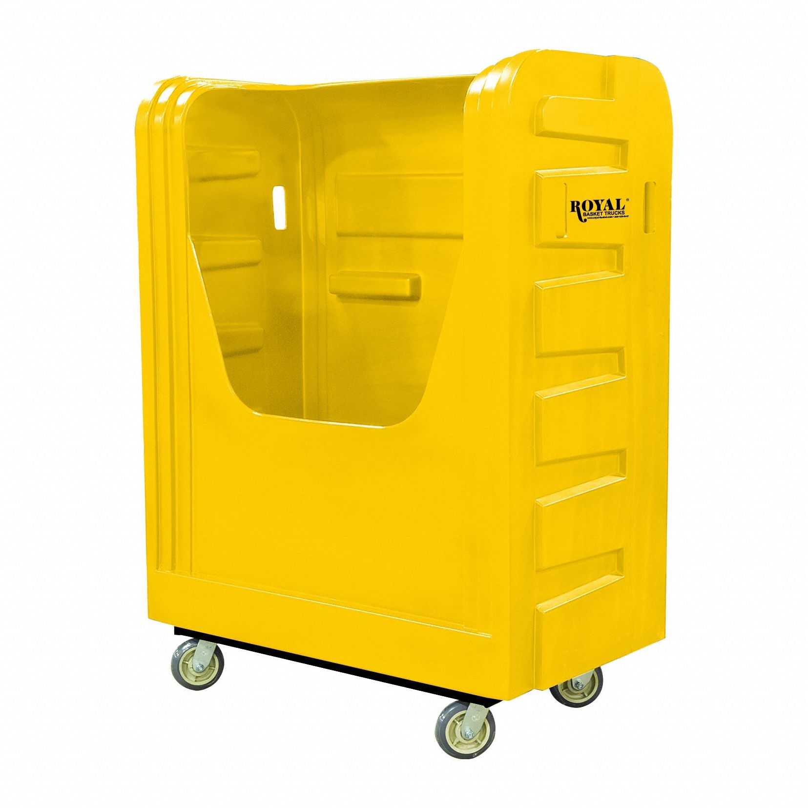 ROYAL BASKET TRUCKS, Yellow, (2) Rigid/(2) Swivel, Bulk Transport Cart ...