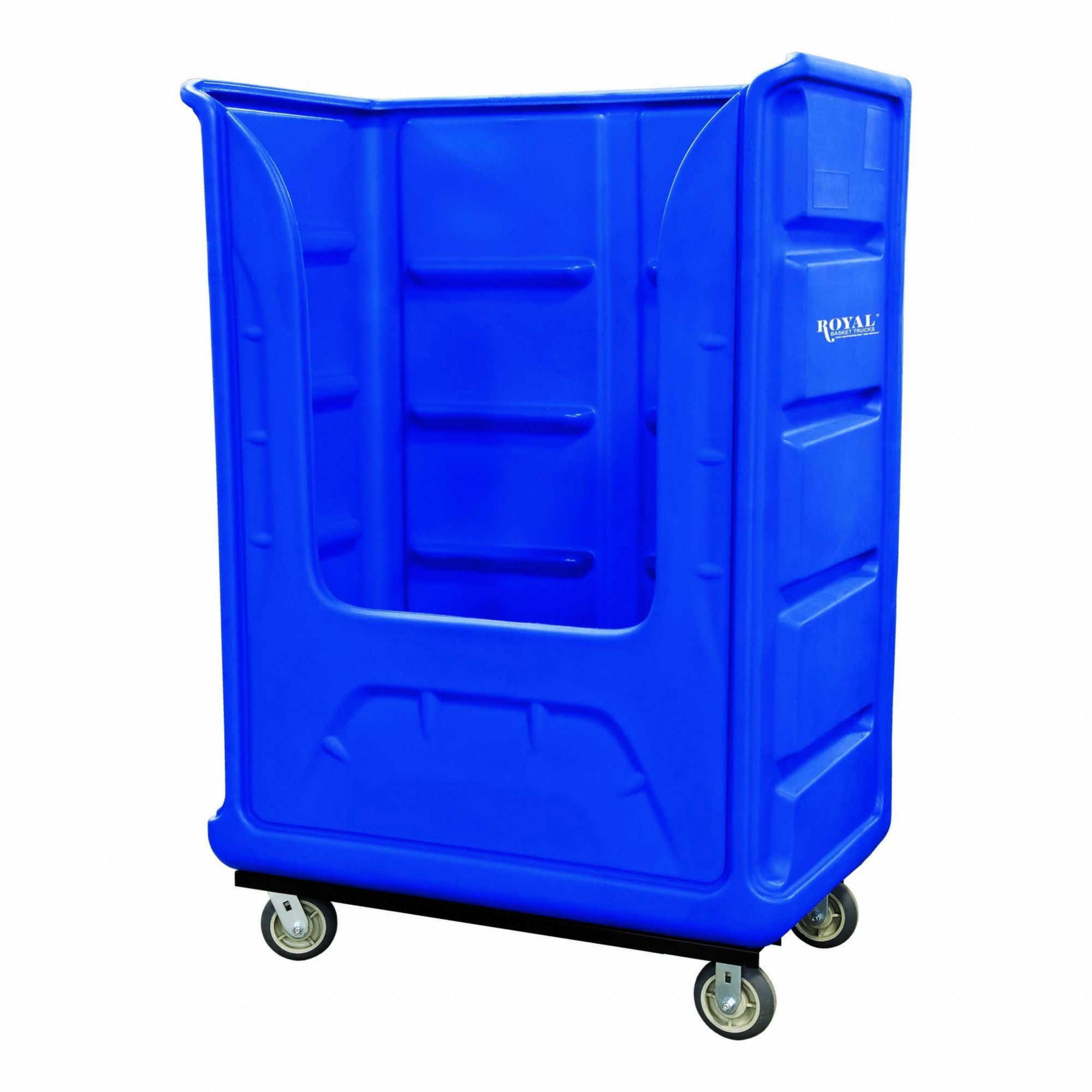 ROYAL BASKET TRUCKS, Blue, (2) Rigid/(2) Swivel, Bulk Transport Cart ...
