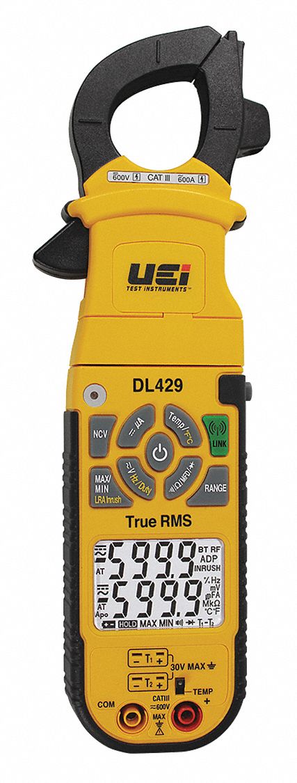 Detachable Digital Clamp Meter, -22° to 752°F Temp. Range, 1.3 in (33 ...
