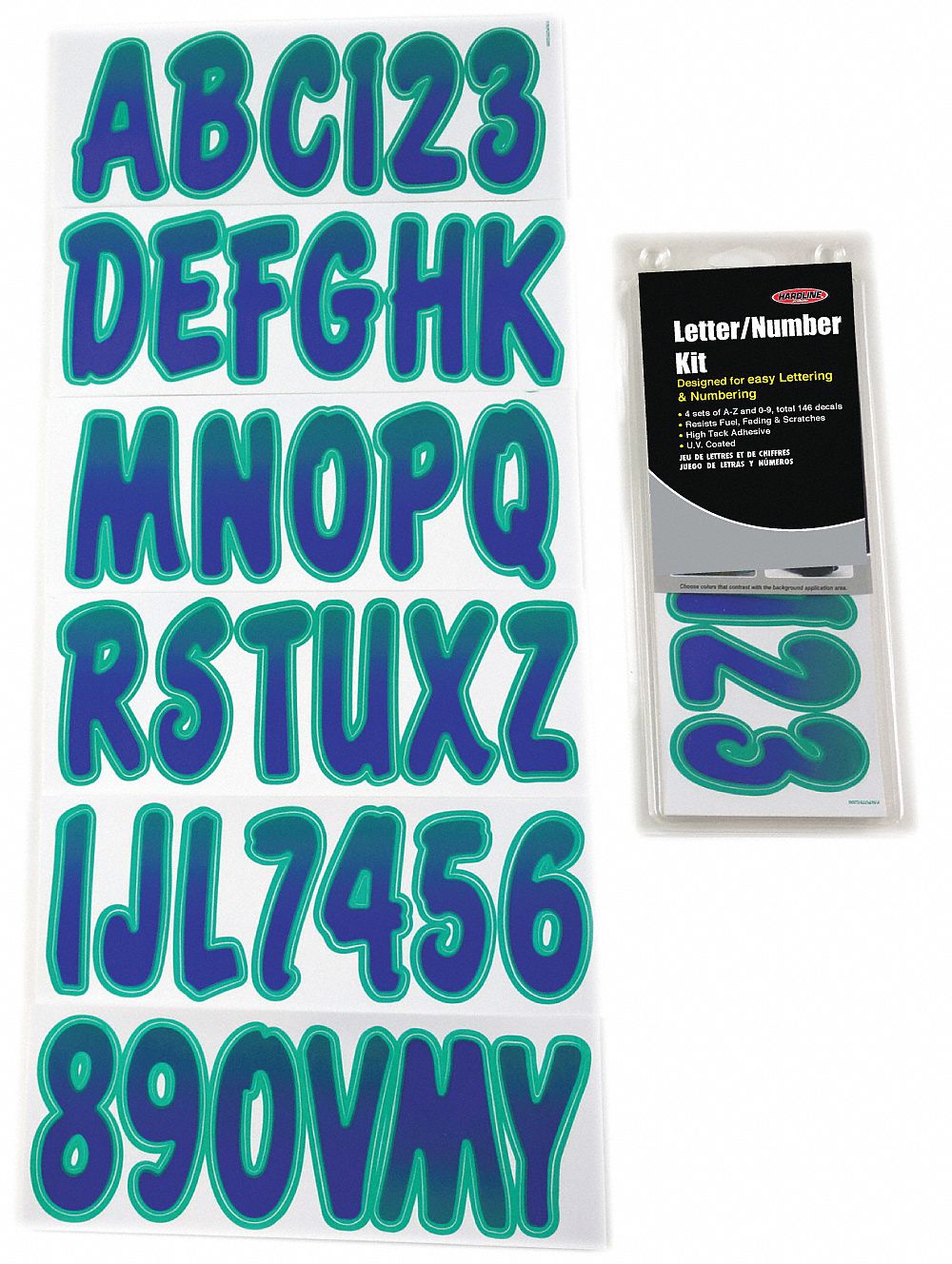 Number and Letter Combo Kit, A Thru Z, 0 Thru 9, Purple/Teal, 3 in ...