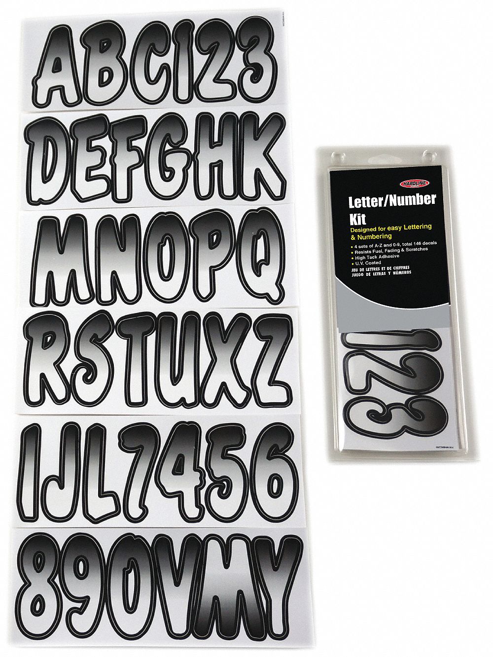 3 in Character Ht, Indoor/Outdoor, Letter and Number Labels - 48FV43 ...