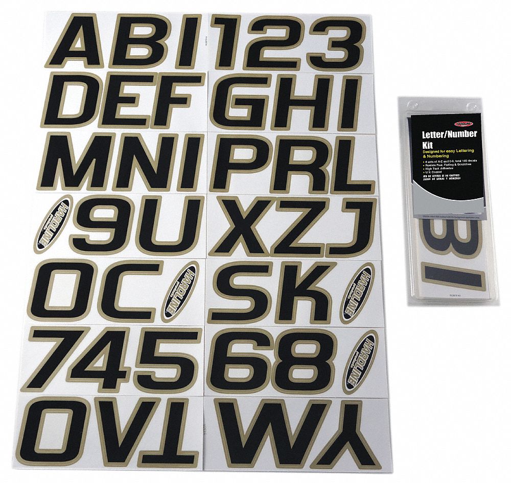 Gen Identification/USCG, 3 in Character Ht, Letter and Number Label Set ...