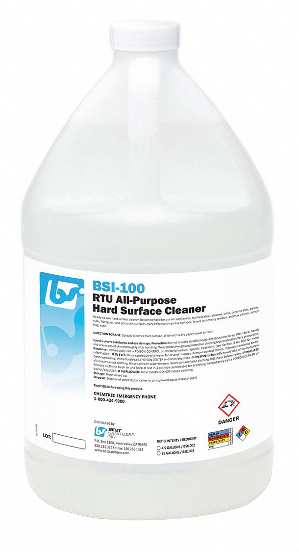 BEST SANITIZERS, INC., Jug, 1 gal Container Size, Hard Surface Cleaner ...