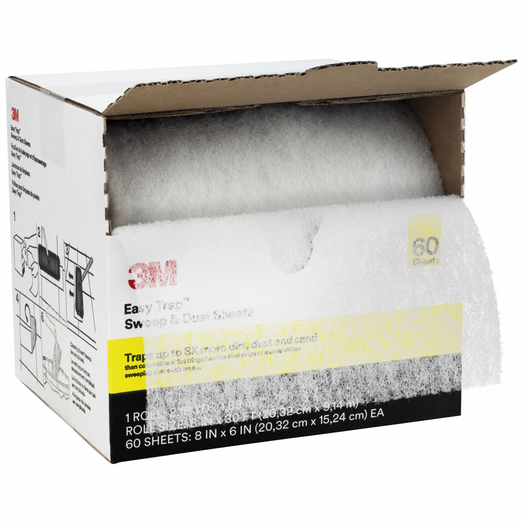 3M Dust Cloth: 8 in Lg, 6 in Wd, 30 ft Roll Lg, 60 Sheets Per Roll ...