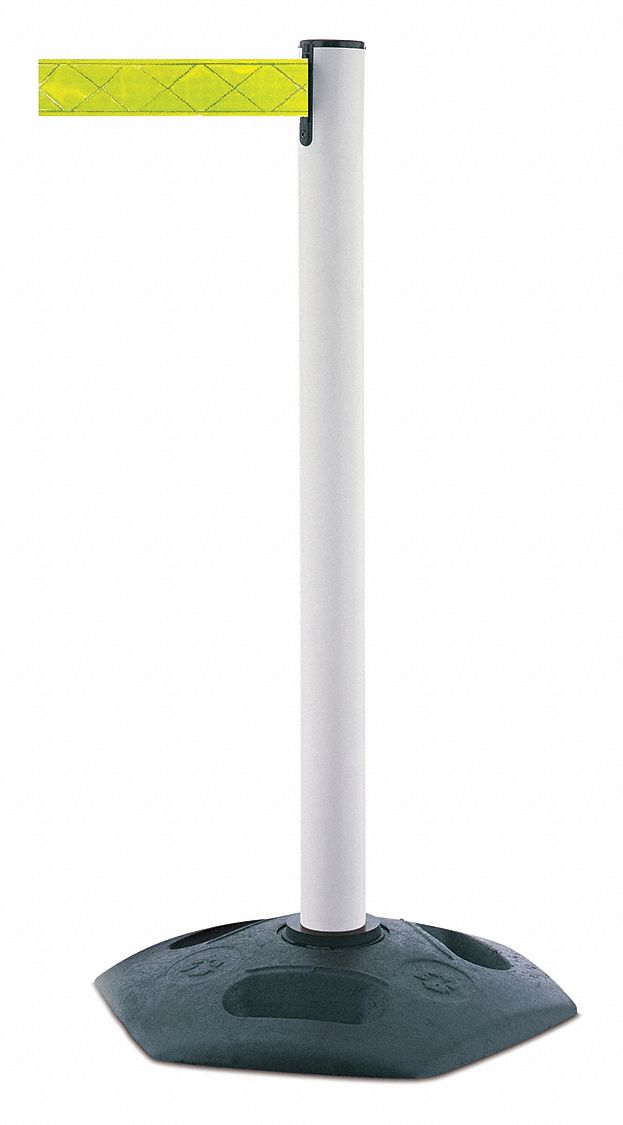Barrier Post,38in.H,White,19in.Base dia. - Grainger