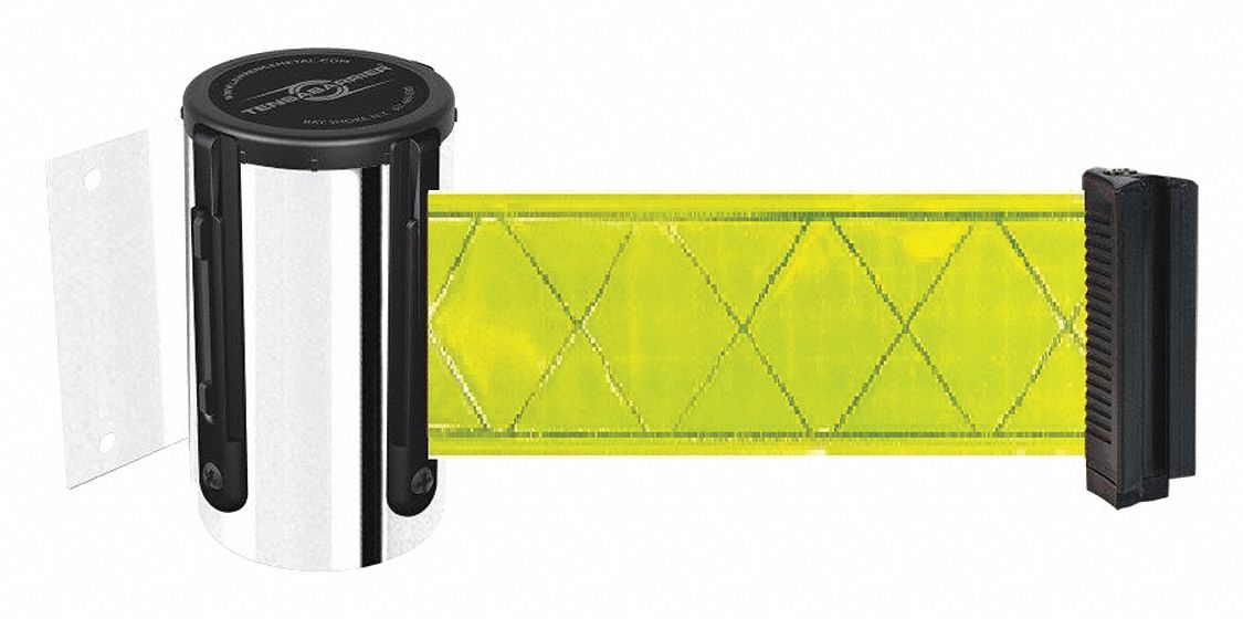 Retractable Belt Barrier, Bright Lime, None - Grainger