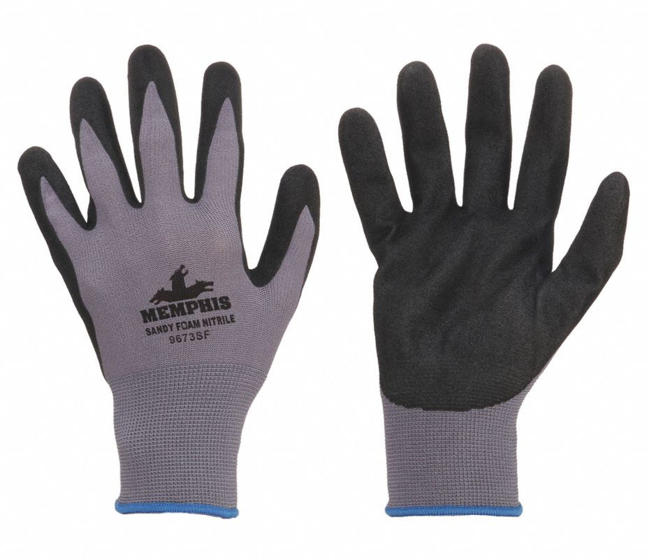 MCR SAFETY Guantes Recubiertos, Nylon, Negro/Gris - 48GH91 | 9673SFXL ...