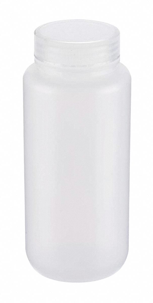 Wide Mouth Round Bottle, Plastic, White, 48 PK - Grainger