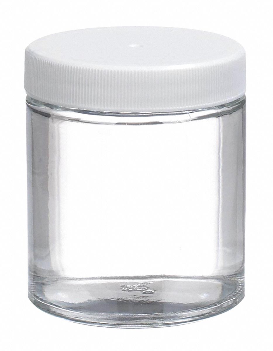 Wide Mouth Round Jar, Glass, Clear, 24 PK - Grainger