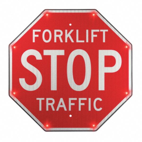 24 in x 24 in Nominal Sign Size, Plastic, LED Flashing Stop for ...