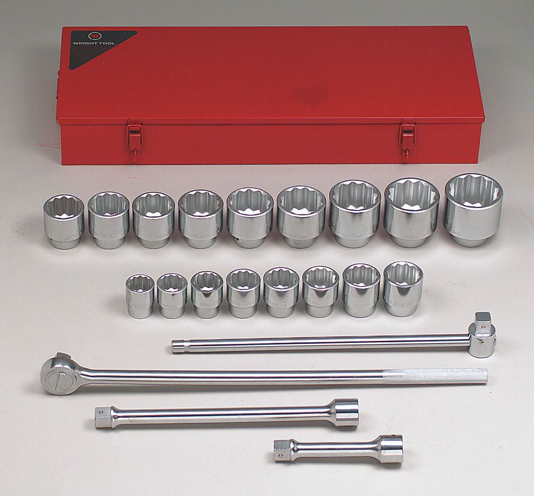WRIGHT, 1 in Drive, 21 Piece, Socket Wrench Set - 48J314|821 - Grainger