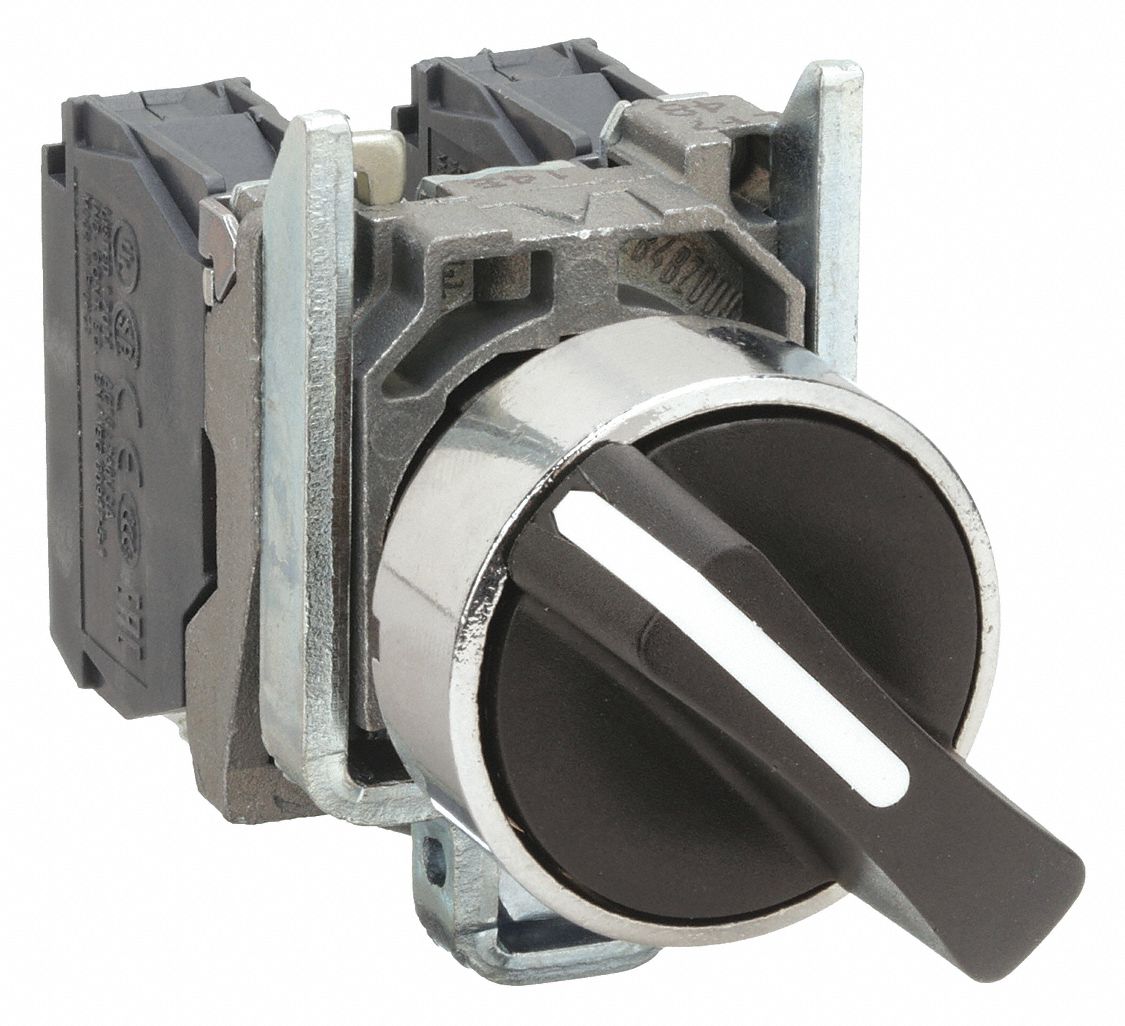 SCHNEIDER ELECTRIC, 22 mm Panel Mounting Size, 2 Positions, Short-Handled Selector Switch ...