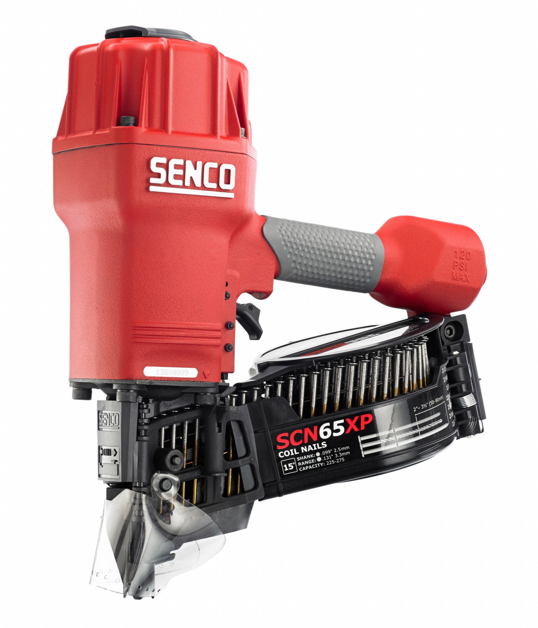 SENCO Nail Gun: Framing, 15°, Wire, Bump, For 2 in to 3 1/2 in Nail Lg Range, 3/8 in NPT ...