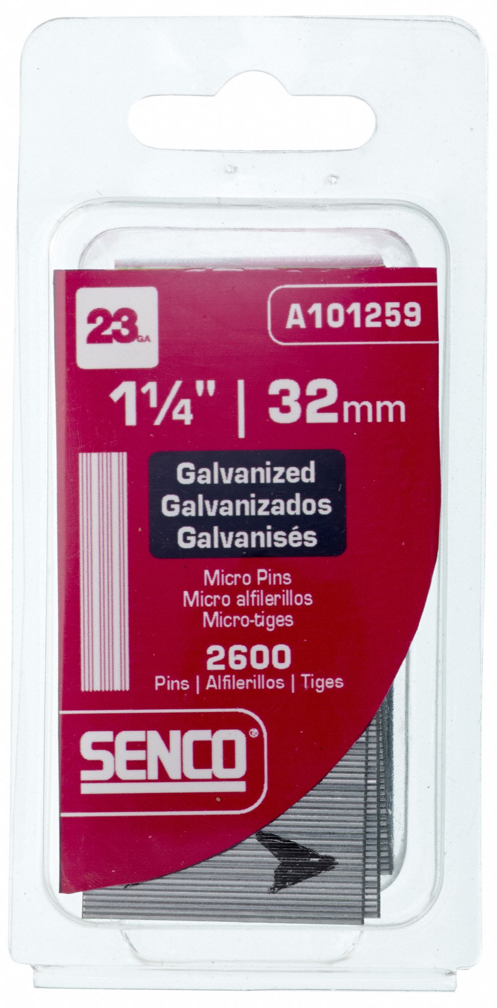 SENCO Headless Pins, Pins, 23 ga Gauge, 1 1/4 in Length, Steel, Electro Galvanized, Headless ...