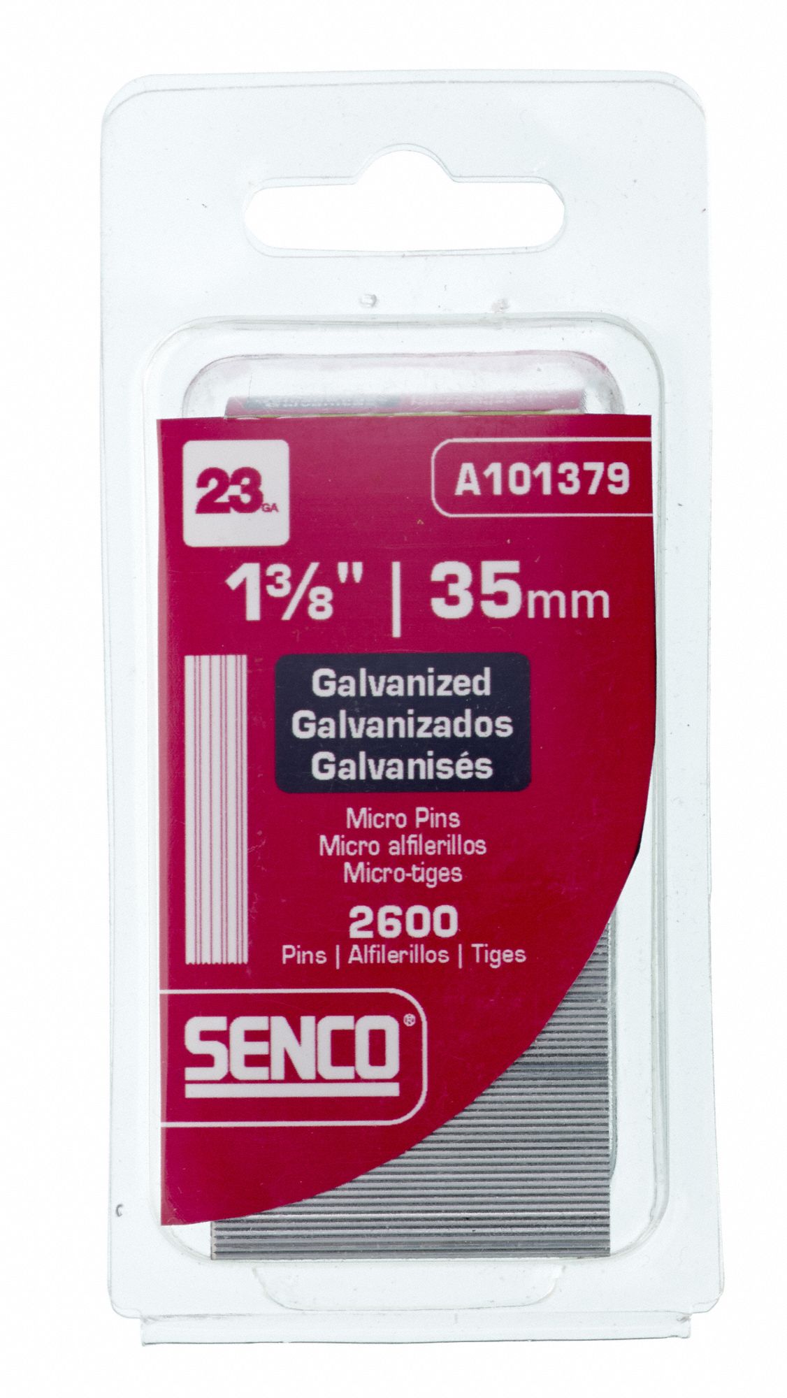 SENCO Headless Pins, Pins, 23 ga Gauge, 1 3/8 in Length, Steel, Electro Galvanized, Headless ...