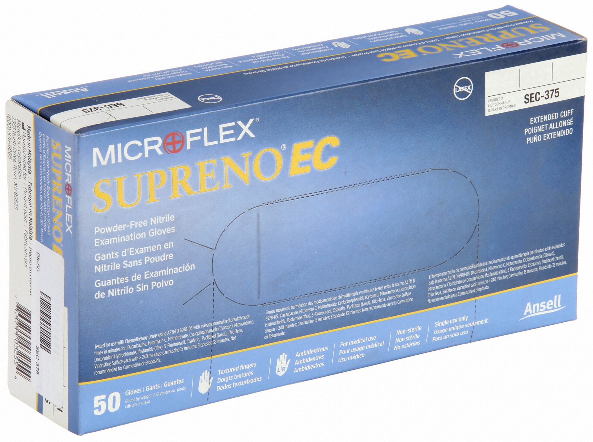 MICROFLEX Nitrile, Disposable Gloves, 2XL, Powder-Free, 5.5 mil Palm ...