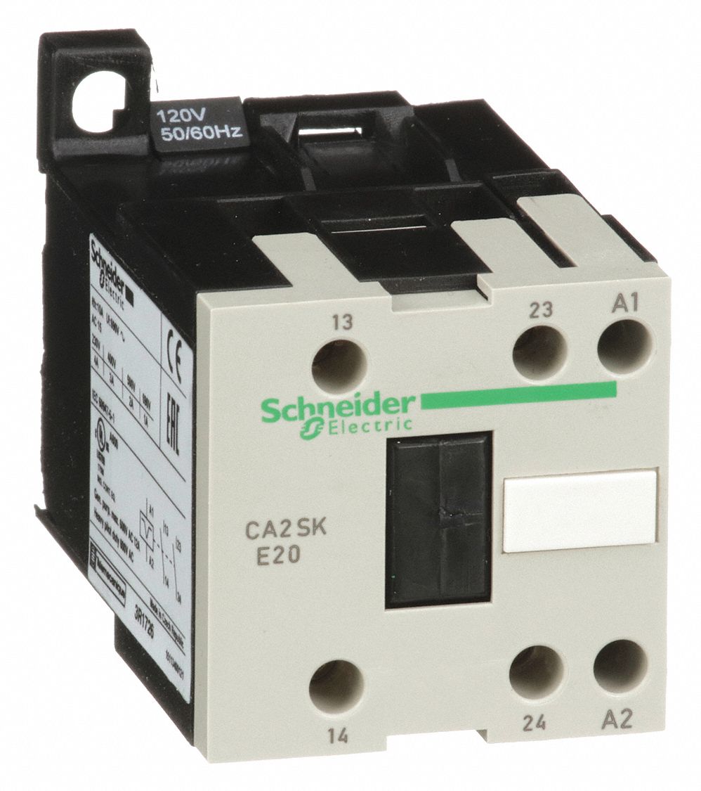 SCHNEIDER ELECTRIC IEC Style Control Relay, 120V AC, 10A @ 120V, 10 A ...
