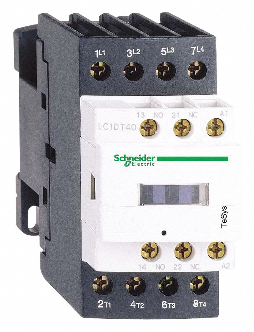 SCHNEIDER ELECTRIC 24V DC IEC Magnetic Contactor; No. of Poles 4, Reversing: No, 40 A Full Load ...
