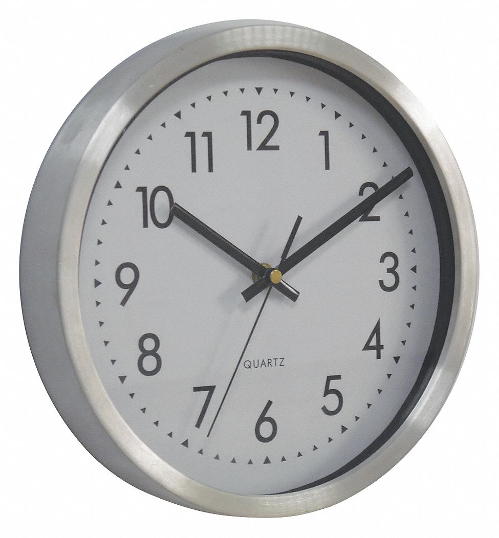 GRAINGER APPROVED 48PD14 Analog Clock,Aluminum,10" Diameter 48PD14 | eBay