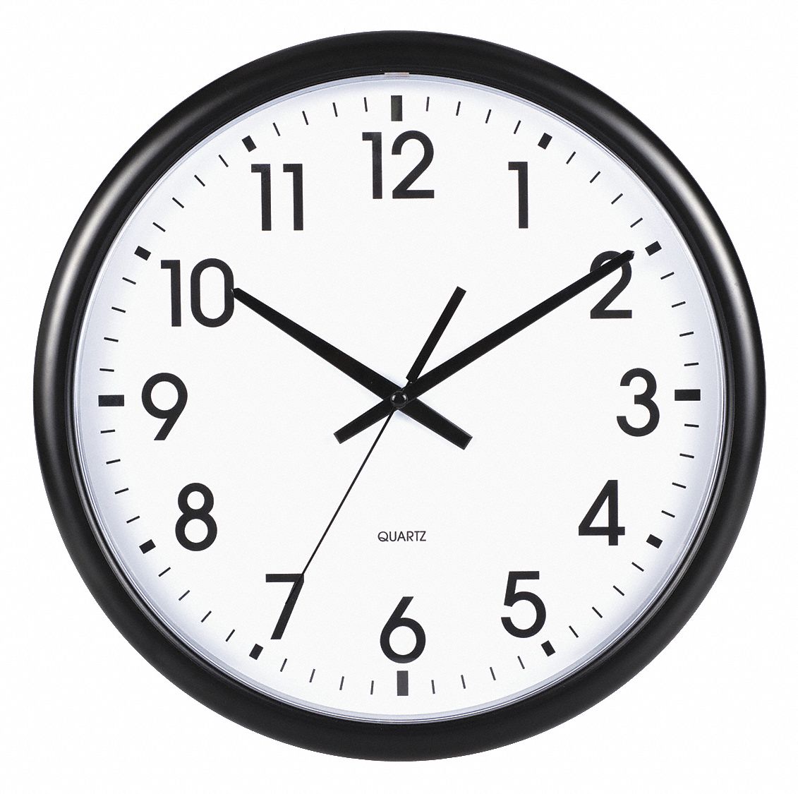 13 1/2 in Round Wall Clock Arabic, Black Plastic Frame - Grainger