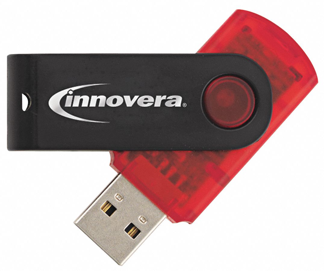 USB 2.0 Flash Drive, 16 GB, Red/Black - Grainger