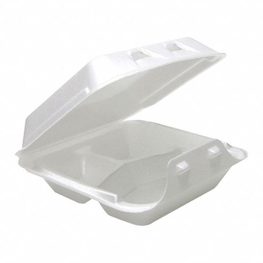 PACTIV, White, Hinged Lid Container Container, Disposable Carry-Out ...