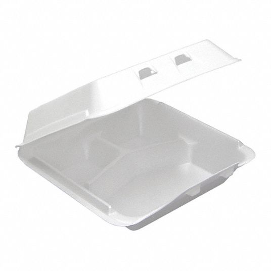 PACTIV, White, Hinged Lid Container Container, Disposable Carry-Out ...