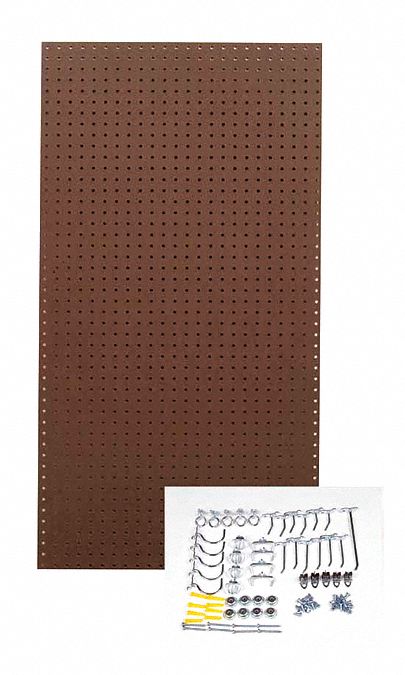 TEMPERED WOOD PEGBOARD Pegboard Panel Kit: Round, 9/32 in Peg Hole Size ...