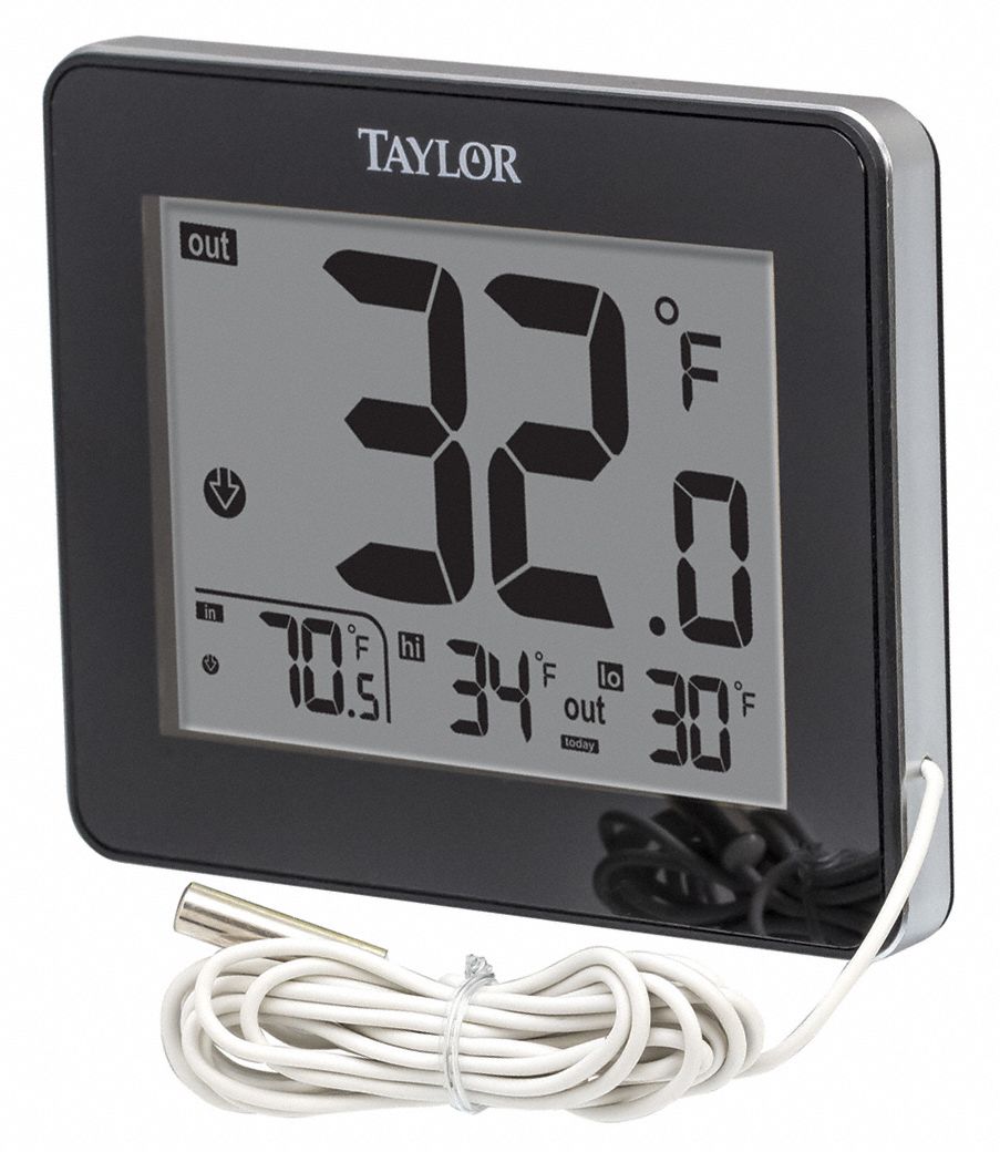 TAYLOR Digital Thermometer: Indoor/Outdoor, Outdoor Temp, Indoor Temp ...