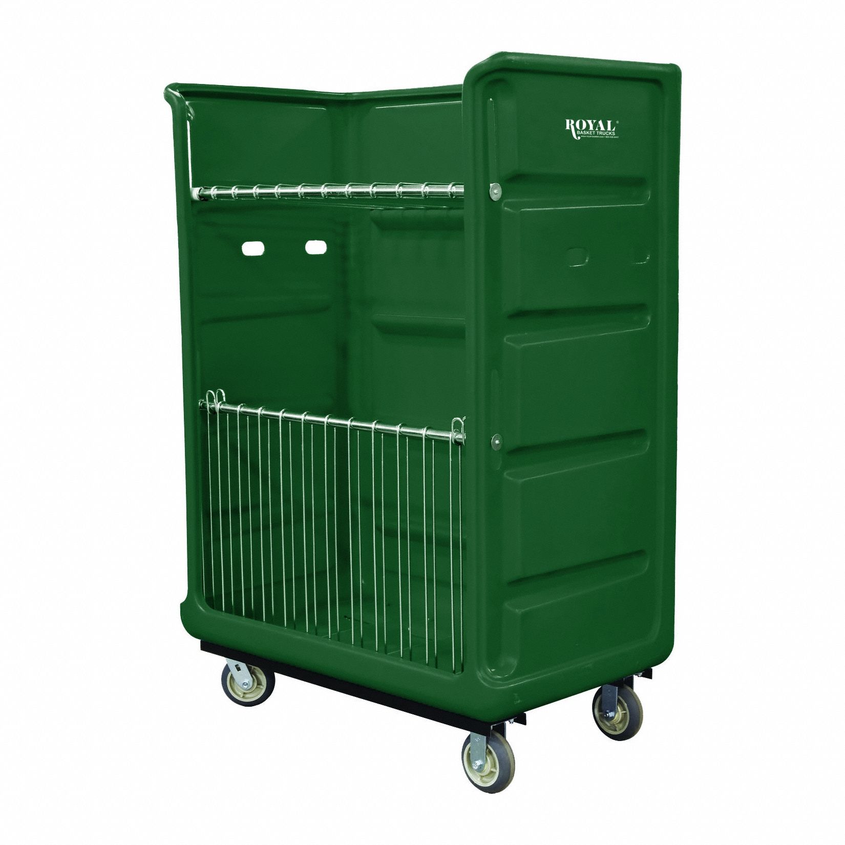 ROYAL BASKET TRUCKS, Green, (2) Rigid/(2) Swivel, Linen Cart - 824J77 ...