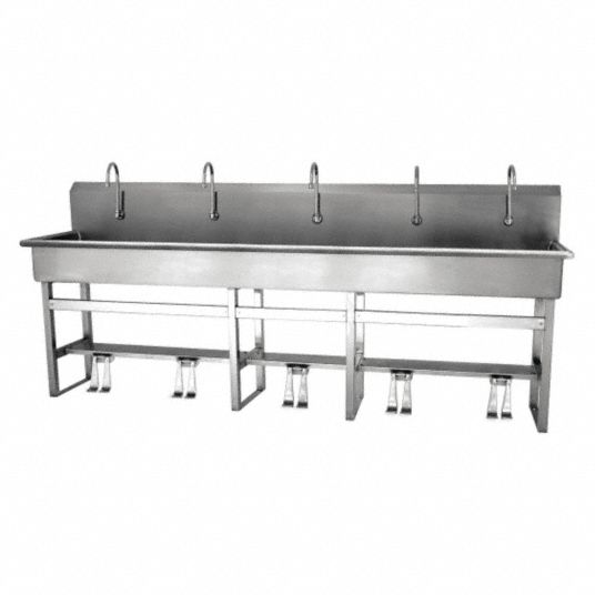 Stainless Steel Wash Station, With Faucet, Floor Mounting Type ...