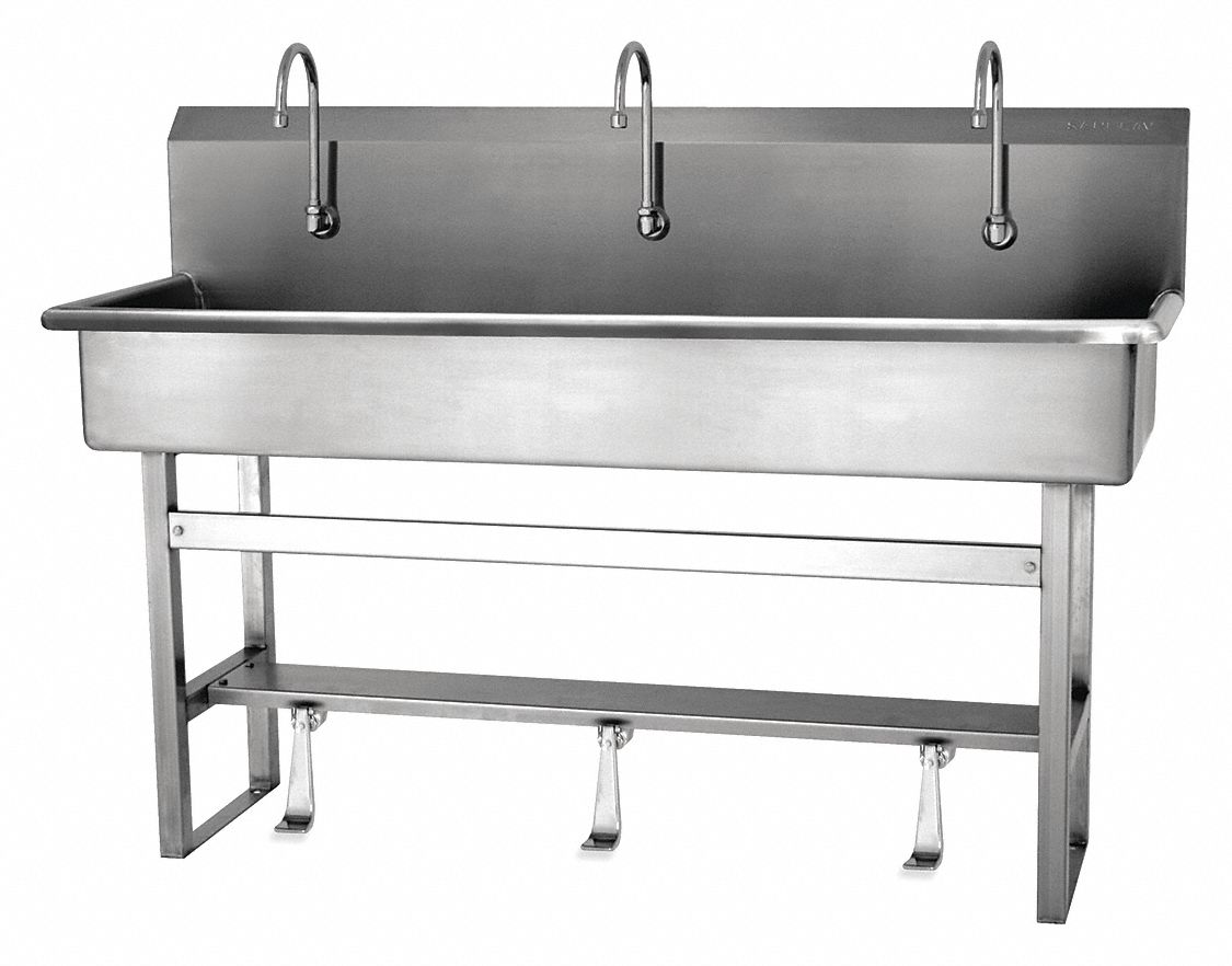 Stainless Steel Wash Station, With Faucet, Floor Mounting Type ...