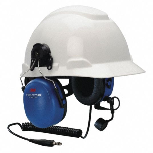 Two Ear Helmet Attached Headset, 21dB Noise Reduction Rating NRR, Blue ...