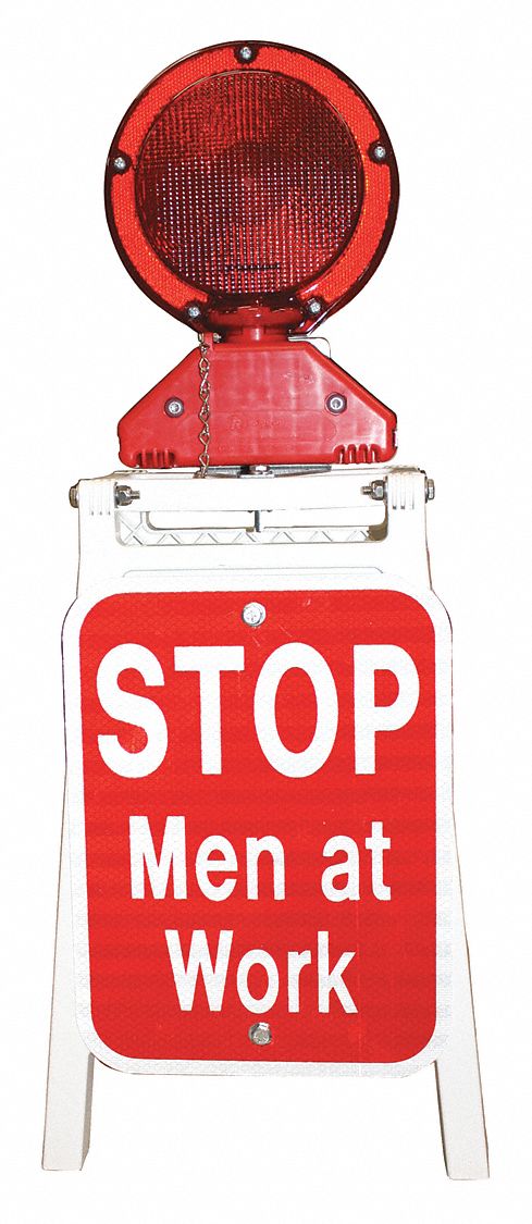 K&E SAFETY Stop Men at Work LED Stop Sign, Red LED Color, Power ...