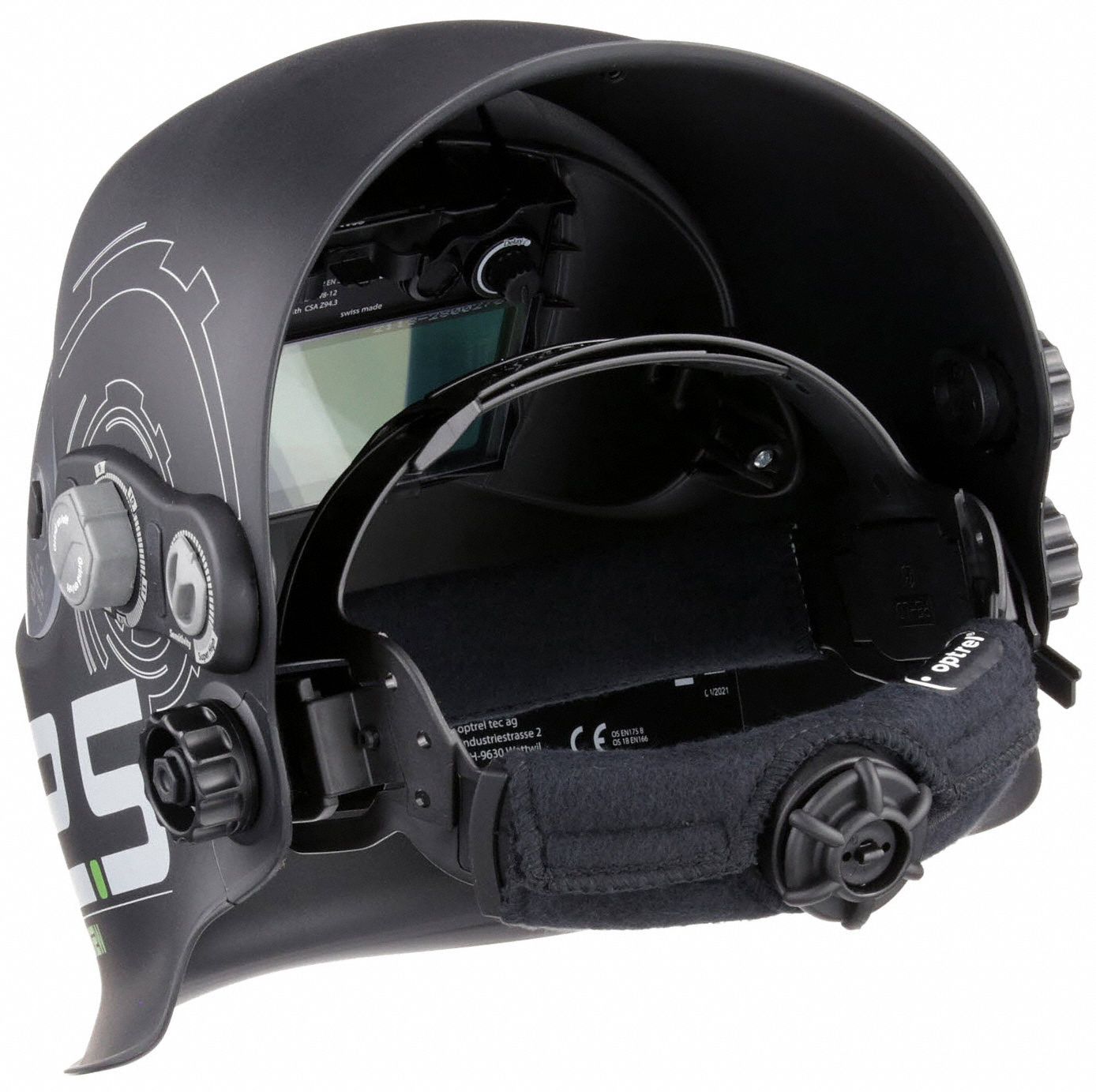OPTREL Welding Helmet: Auto-Darkening, 3 Arc Sensors, Black, W8 to W12 ...