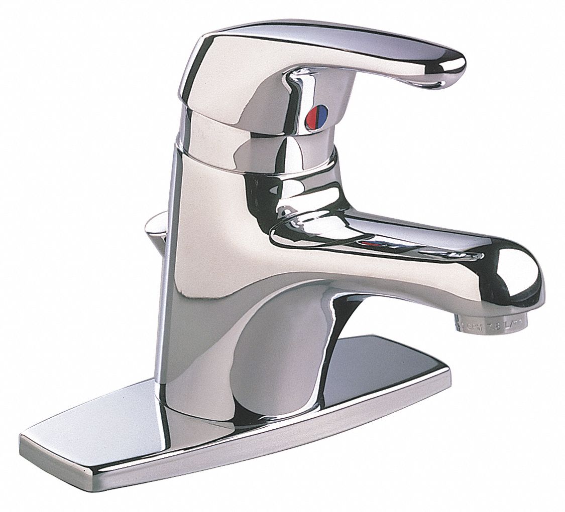 Chrome, Straight, Bathroom Sink Faucet, Manual Faucet Activation, 1.20 ...