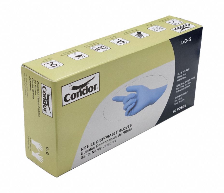 CONDOR Libre de Polvo Talla G - Guantes Desechables - 48UN17 | 48UN17 ...